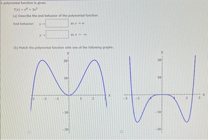 Solved A polynomial function is given. T(x)=x4+3x3 (a) | Chegg.com
