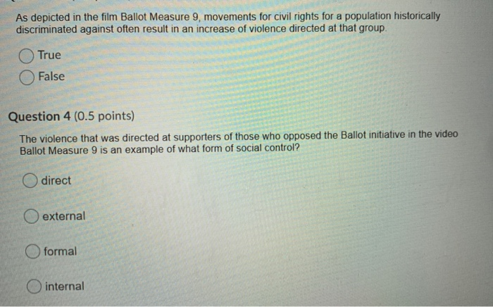 As depicted in the film Ballot Measure 9, movements | Chegg.com