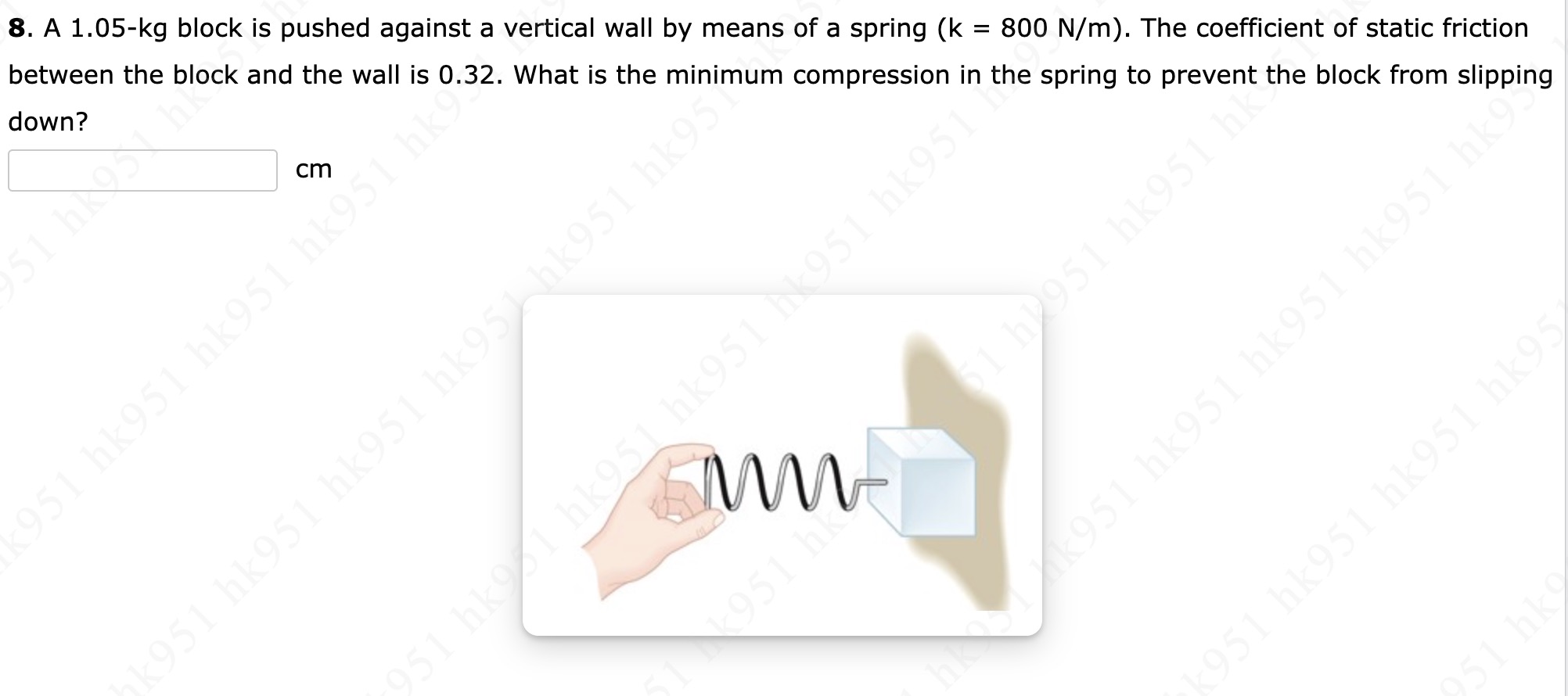 Solved A 1.05-kg ﻿block is pushed against a vertical wall by | Chegg.com
