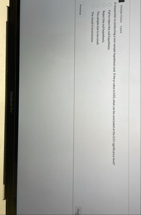 Solved Multiple Choice 1 ﻿pointA researcher is conducting a | Chegg.com