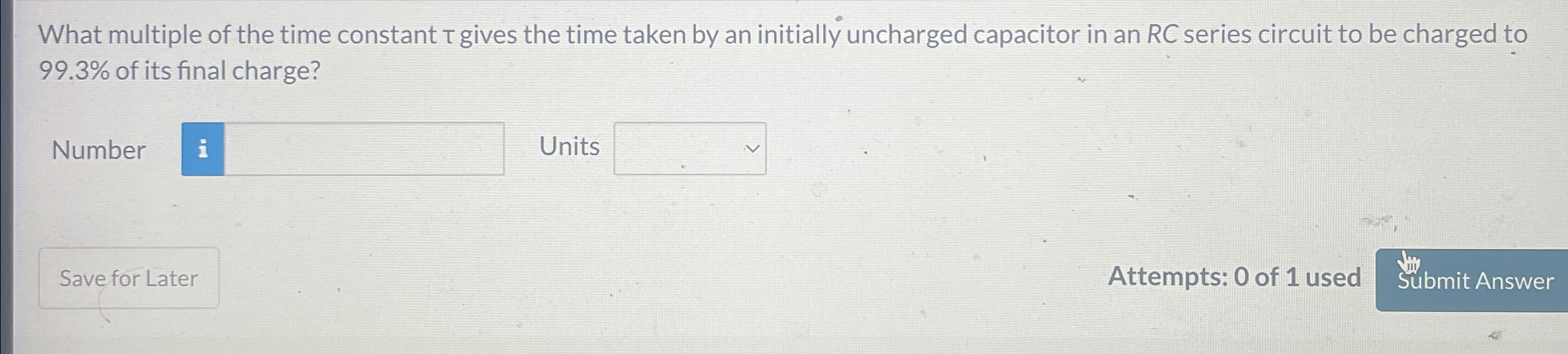 Solved What multiple of the time constant T gives the time | Chegg.com