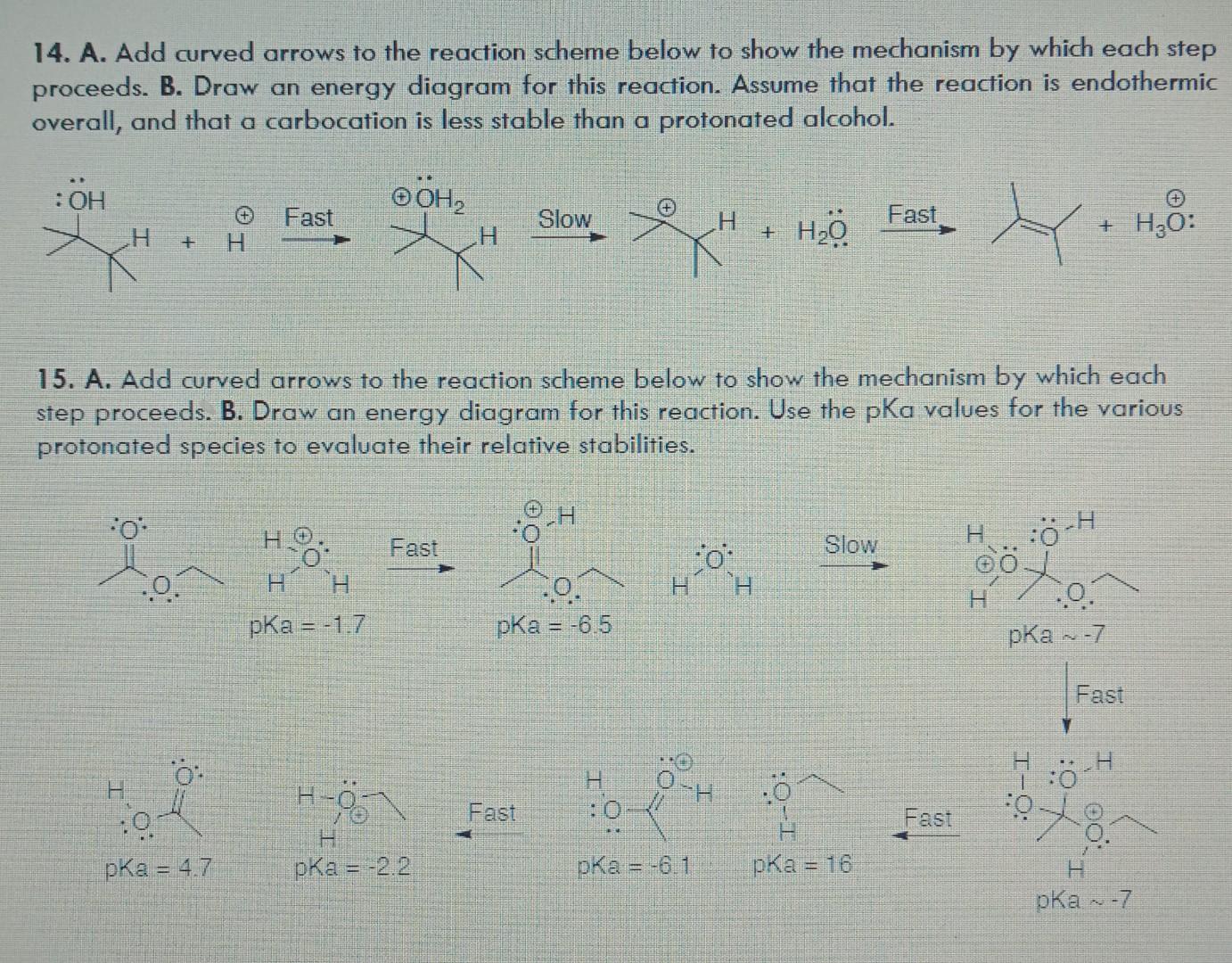 Solved 14. A. Add curved arrows to the reaction scheme below | Chegg.com
