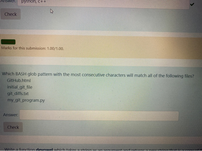 Solved Python, C++ Check Marks for this submission: | Chegg.com