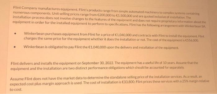 Solved Flint Company manufactures equipment. Flint's | Chegg.com