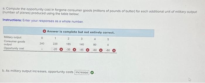 Solved a. Compute the opportunity cost in forgone consumer | Chegg.com