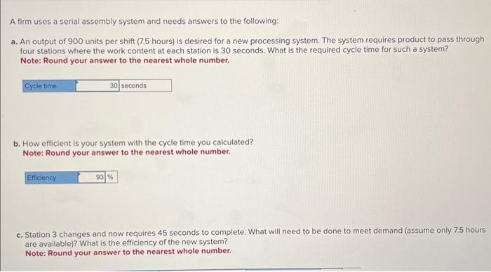 Solved A firm uses a serial assembly system and needs | Chegg.com