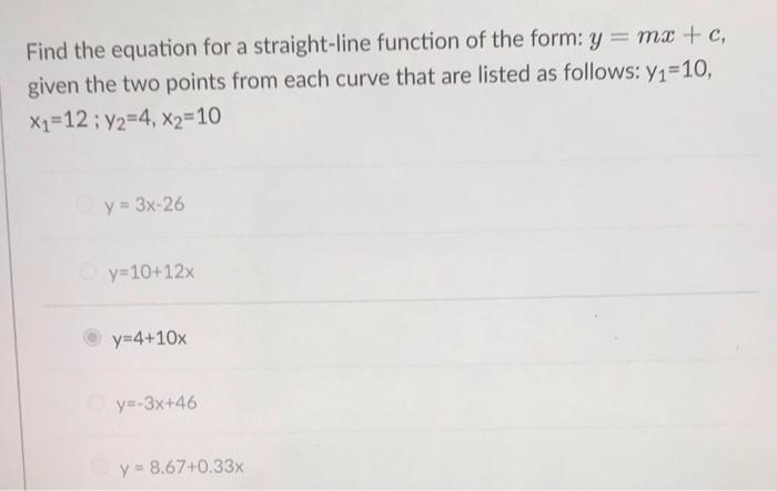 Solved Find the equation for a straight-line function of the | Chegg.com