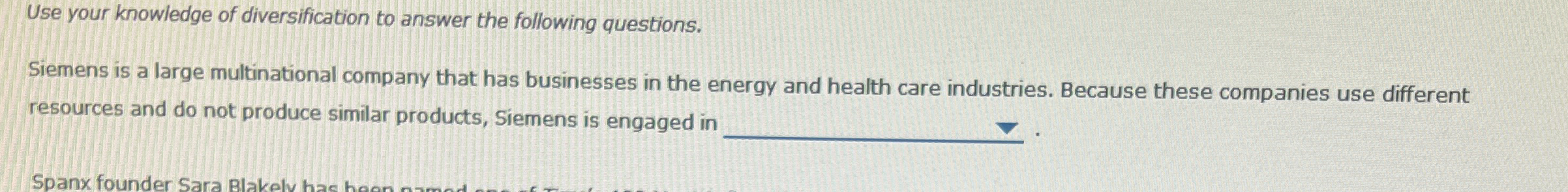 Solved Use your knowledge of diversification to answer the | Chegg.com