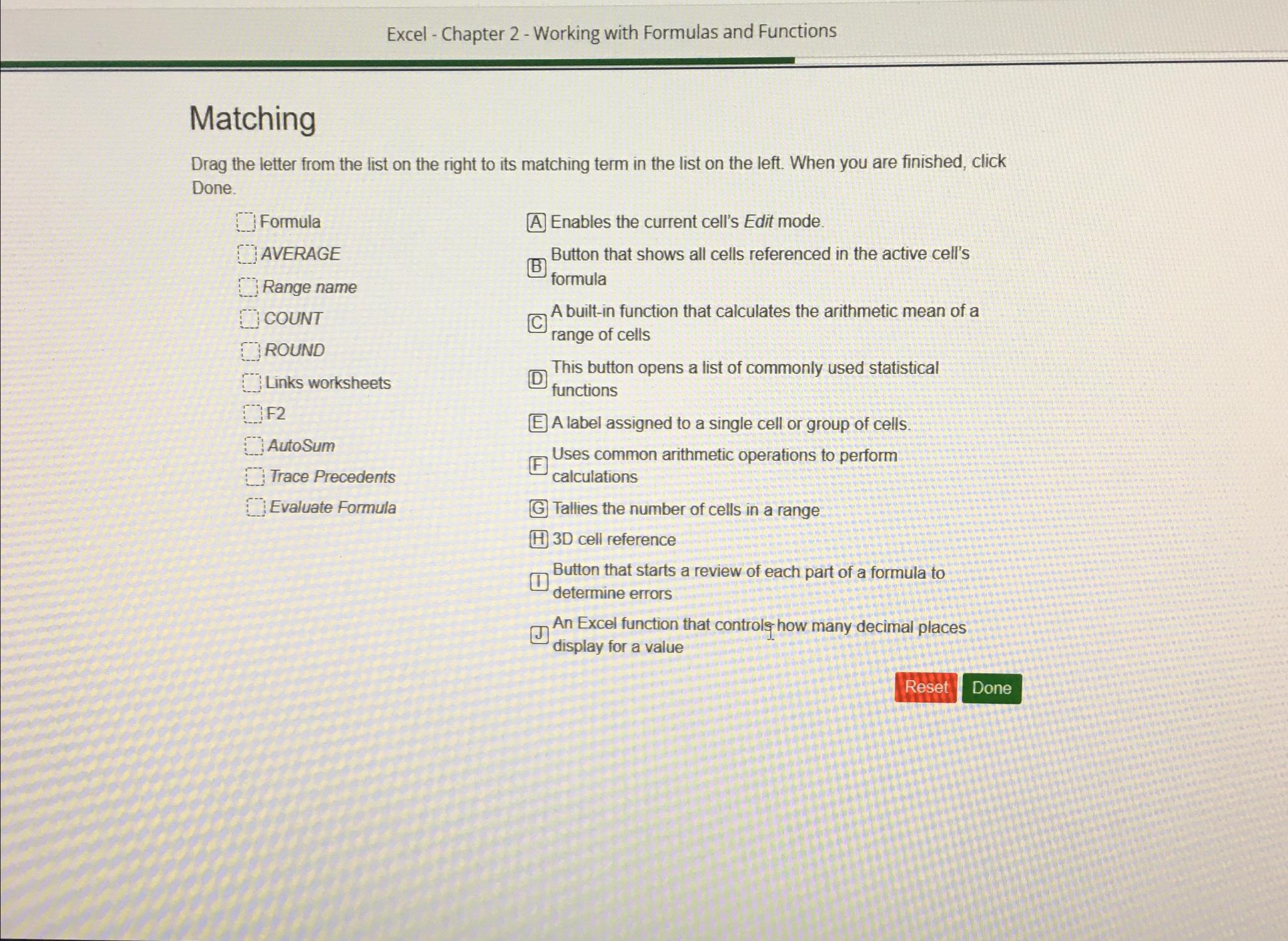 Solved Excel - ﻿Chapter 2 - ﻿Working with Formulas and | Chegg.com