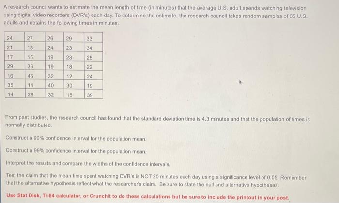 Solved A research council wants to estimate the mean length | Chegg.com