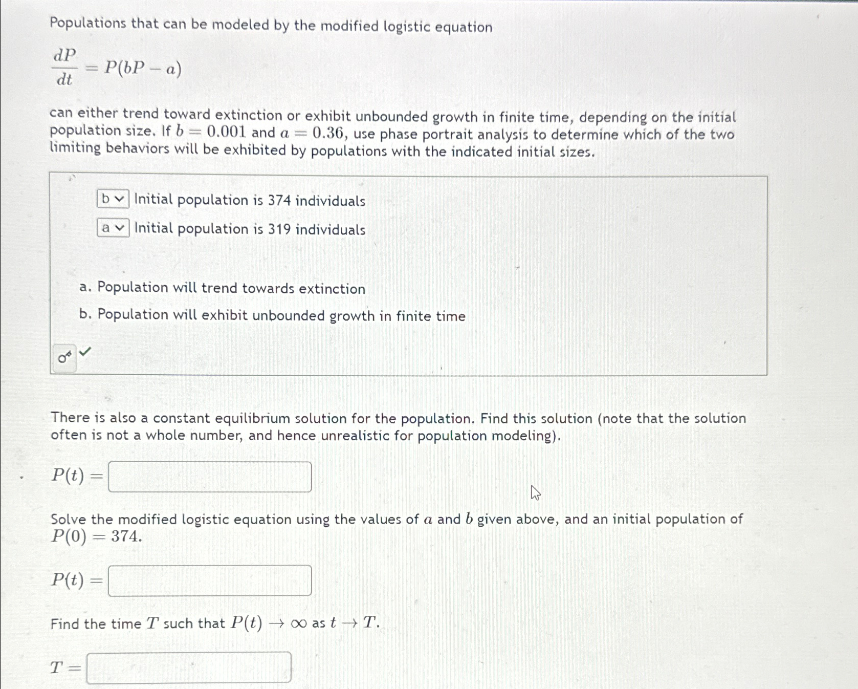 Solved Populations that can be modeled by the modified | Chegg.com