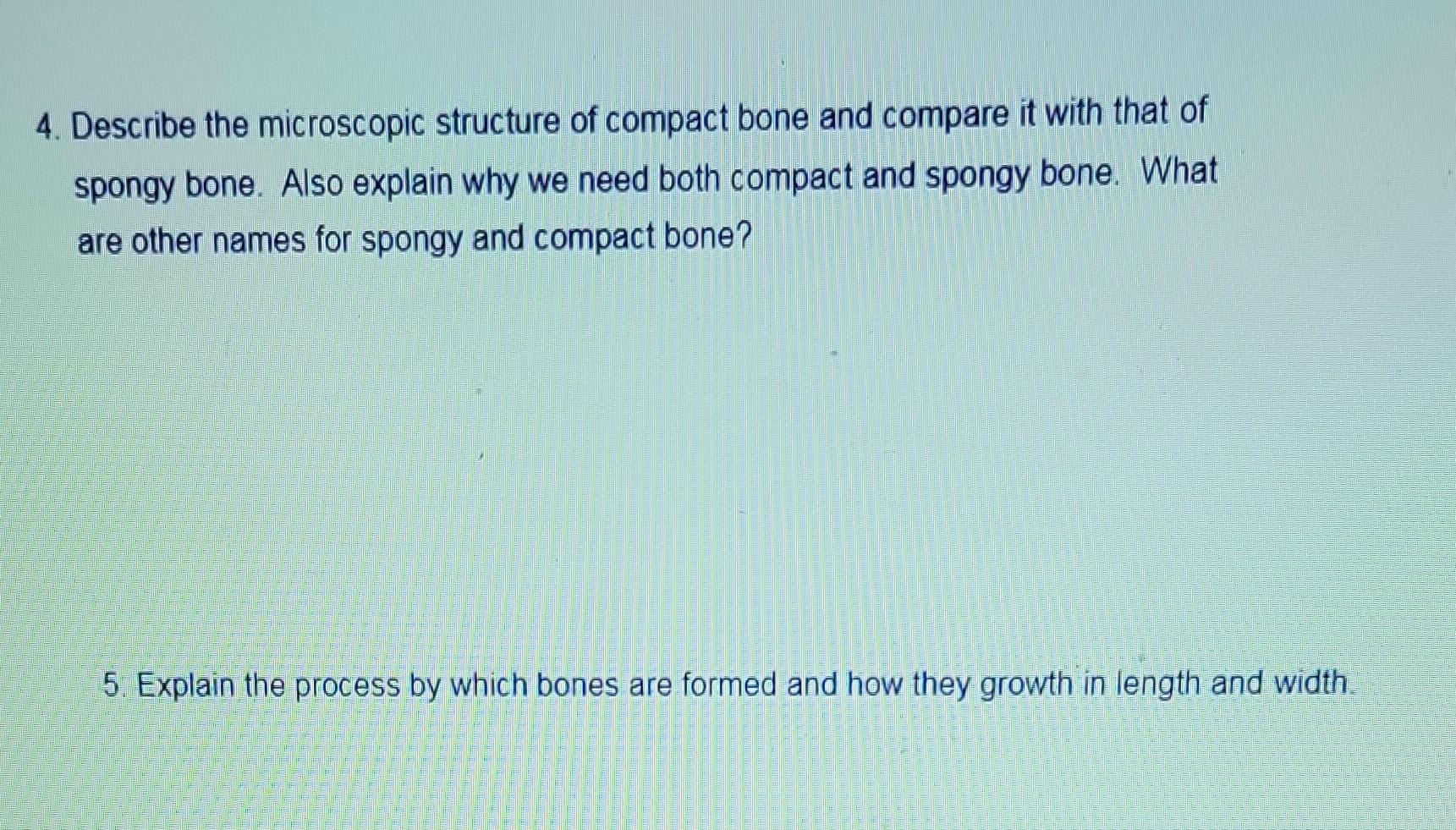 Solved 4. Describe the microscopic structure of compact bone | Chegg.com