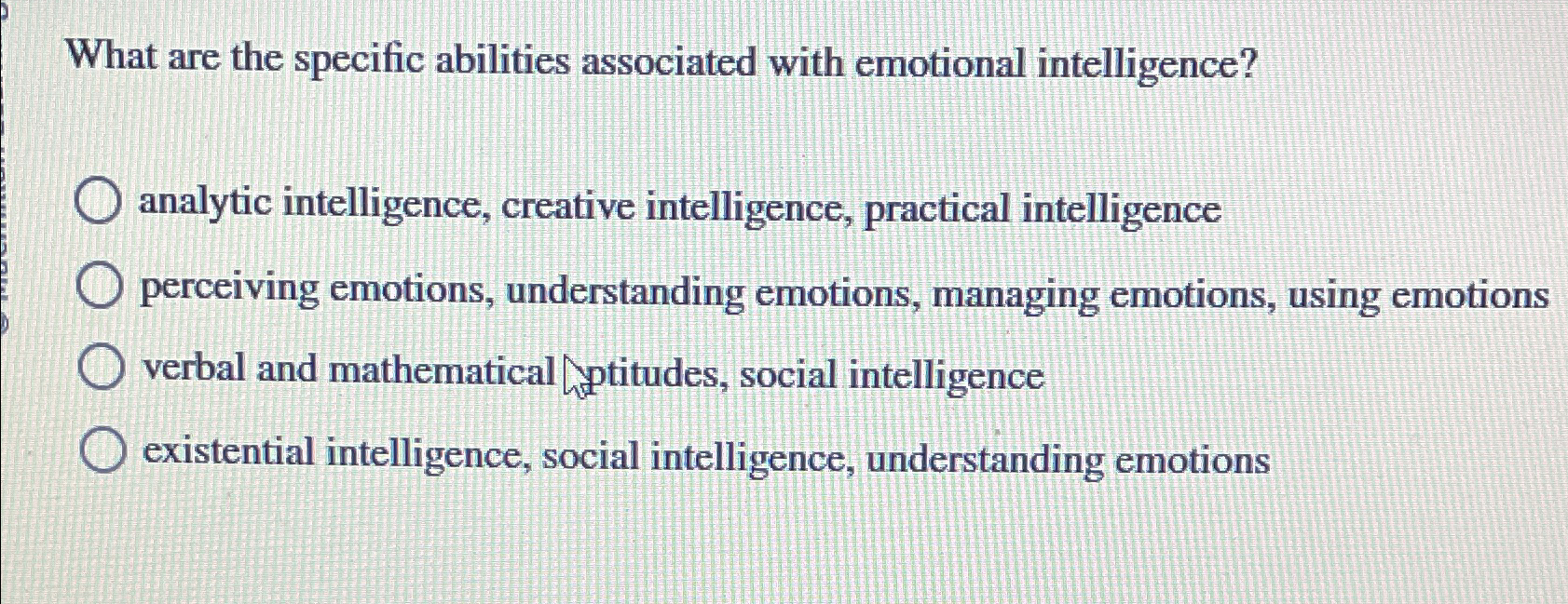 Solved What are the specific abilities associated with | Chegg.com