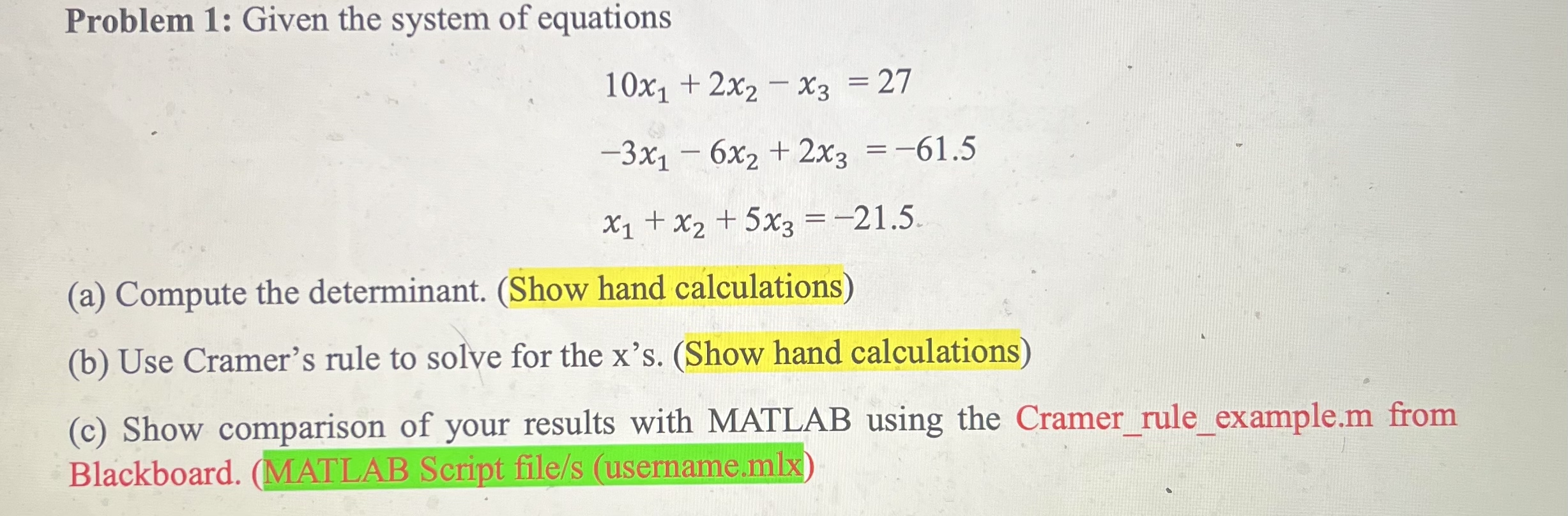 Solved Problem 1: Given the system of | Chegg.com