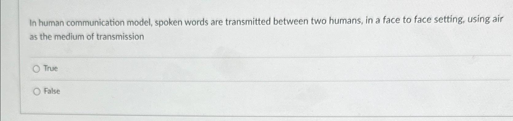 Solved In human communication model, spoken words are | Chegg.com