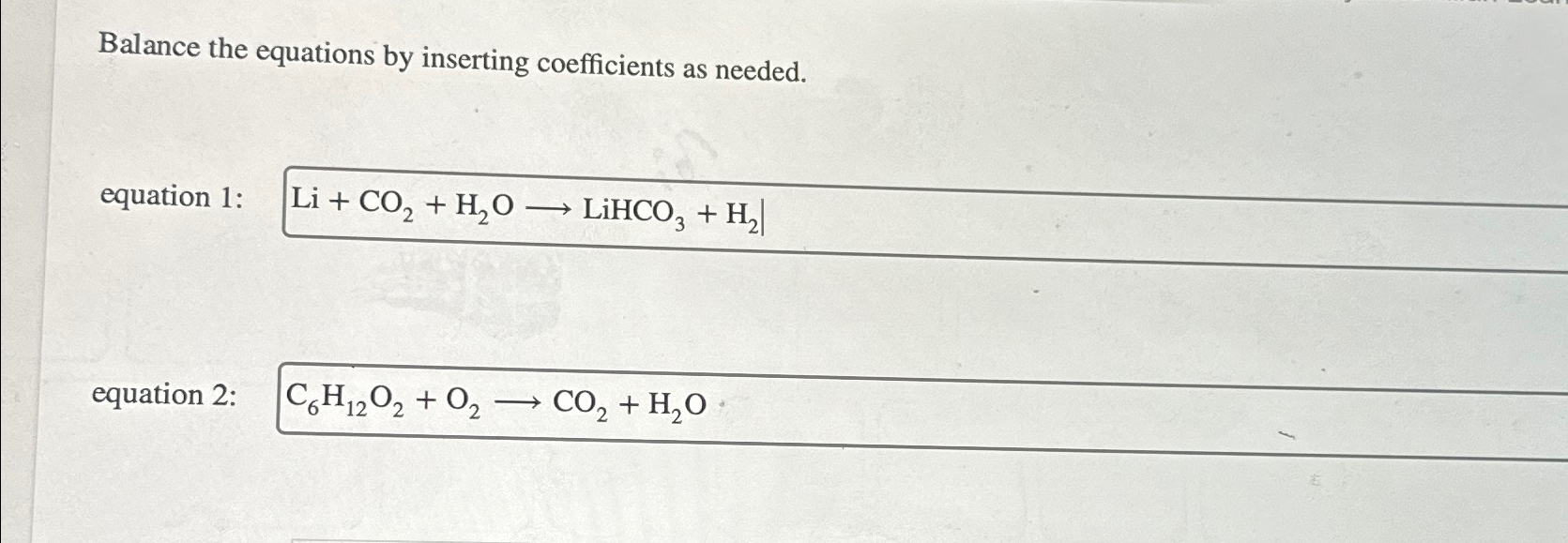 Solved Balance the equations by inserting coefficients as | Chegg.com