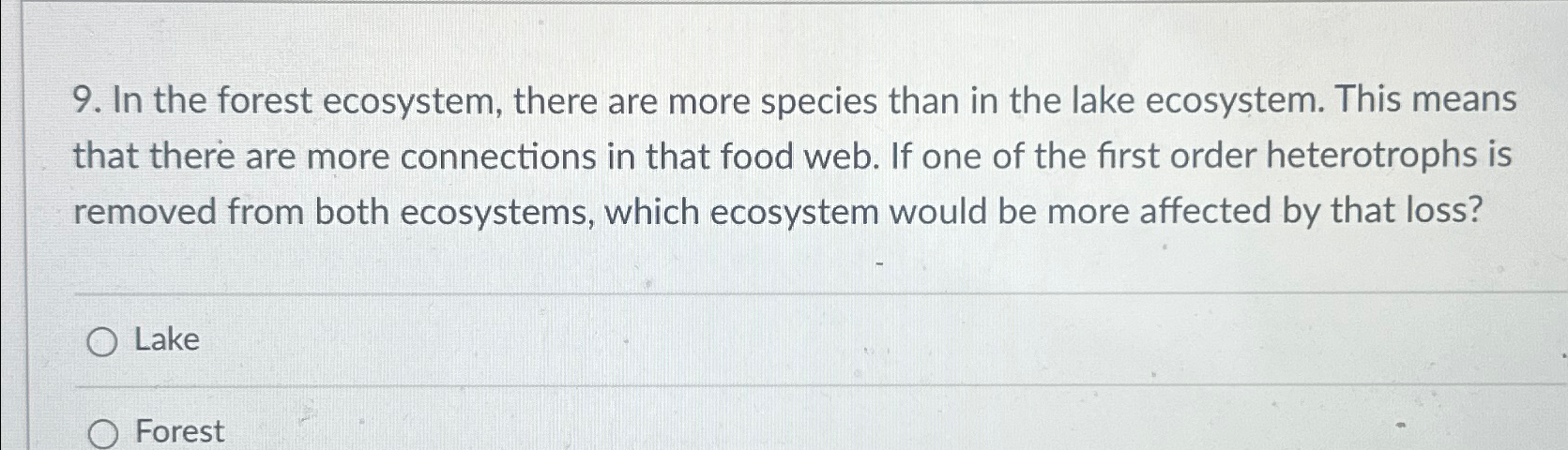 Solved In the forest ecosystem, there are more species than | Chegg.com