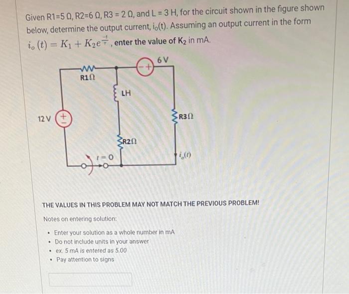 Solved Given R1=50, R2=60, R3 = 20, and L = 3 H, for the | Chegg.com