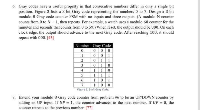 Solved 6. Gray codes have a useful property in that | Chegg.com