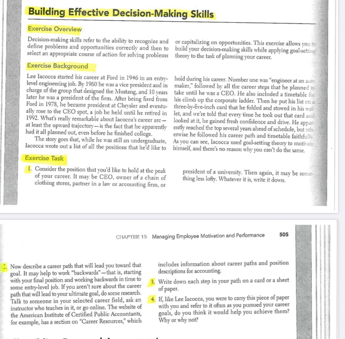 Solved Building Effective Decision-Making Skills Exercise | Chegg.com