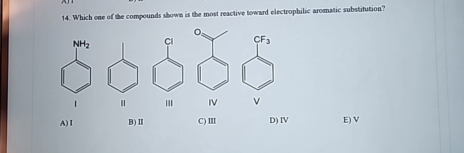 Solved Which one of the compounds shown is the most reactive | Chegg.com