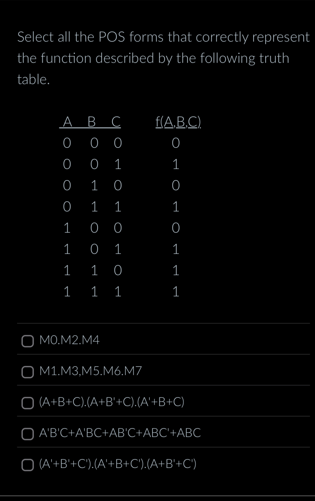 Solved Select all the POS forms that correctly represent the | Chegg.com