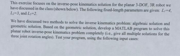 Solved This exercise focuses on the inverse-pose kinematics | Chegg.com