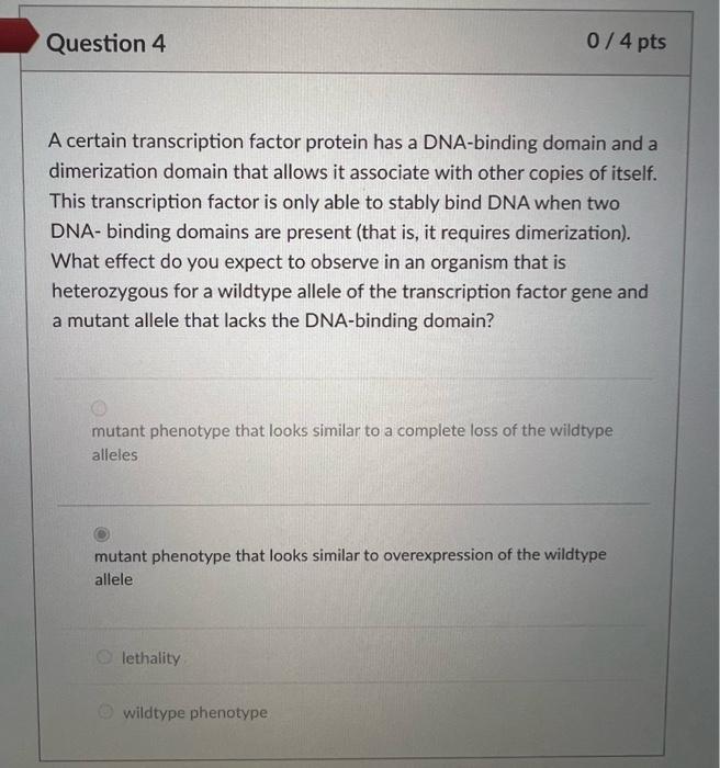 Solved A certain transcription factor protein has a | Chegg.com