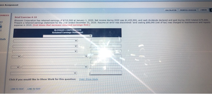 Solved pen Assignment CALCULAT PRINTER VERSION OURCES Brief | Chegg.com