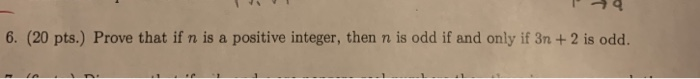 Solved 1 6. (20 pts.) Prove that if n is a positive integer, | Chegg.com