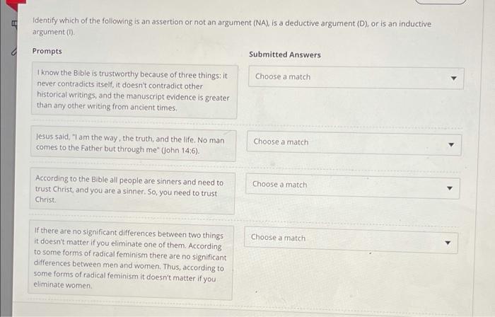 Solved Identify which of the following is an assertion or | Chegg.com