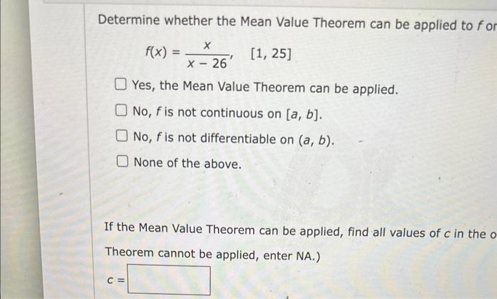 Solved Determine whether the Mean Value Theorem can be | Chegg.com