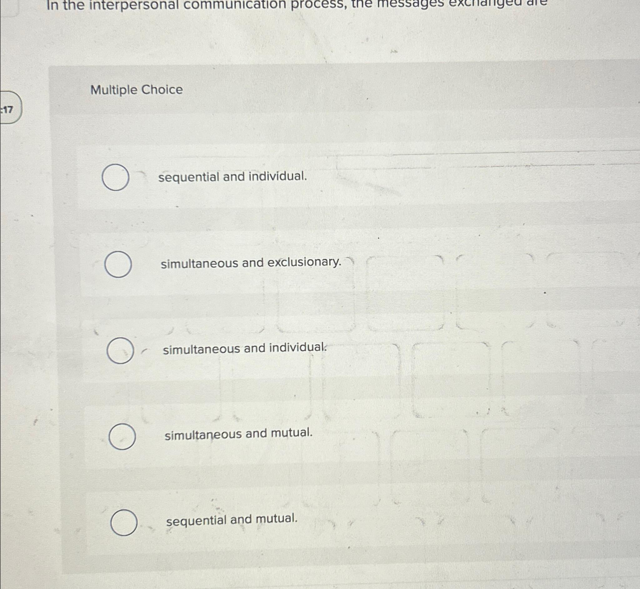 Solved Multiple Choicesequential and indivídual.simultaneous | Chegg.com