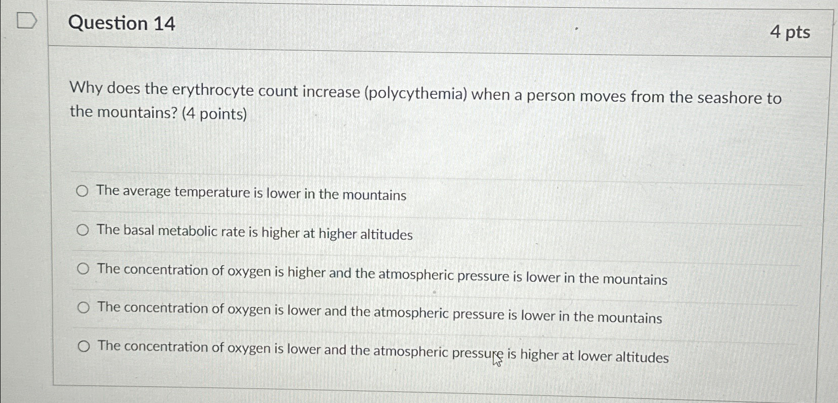Solved Question 144 ﻿ptsWhy does the erythrocyte count | Chegg.com