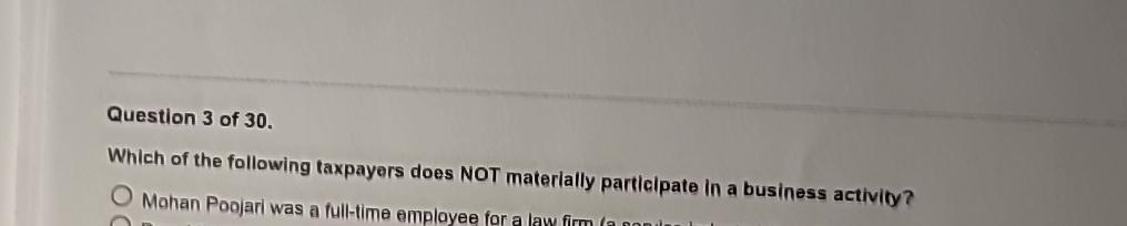 Solved Question 3 ﻿of 30.Which of the following taxpayers | Chegg.com