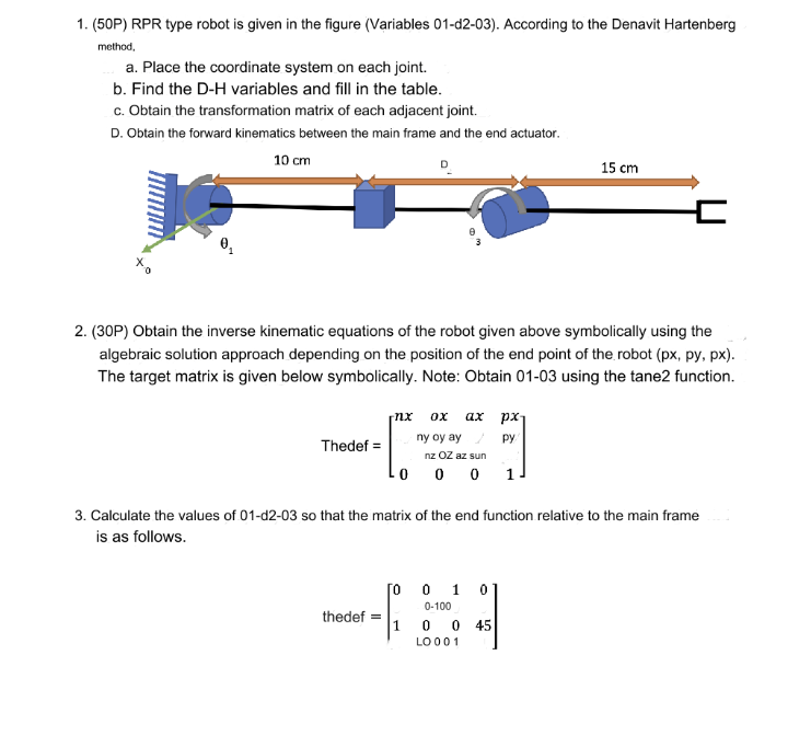(50P) ﻿RPR type robot is given in the figure | Chegg.com