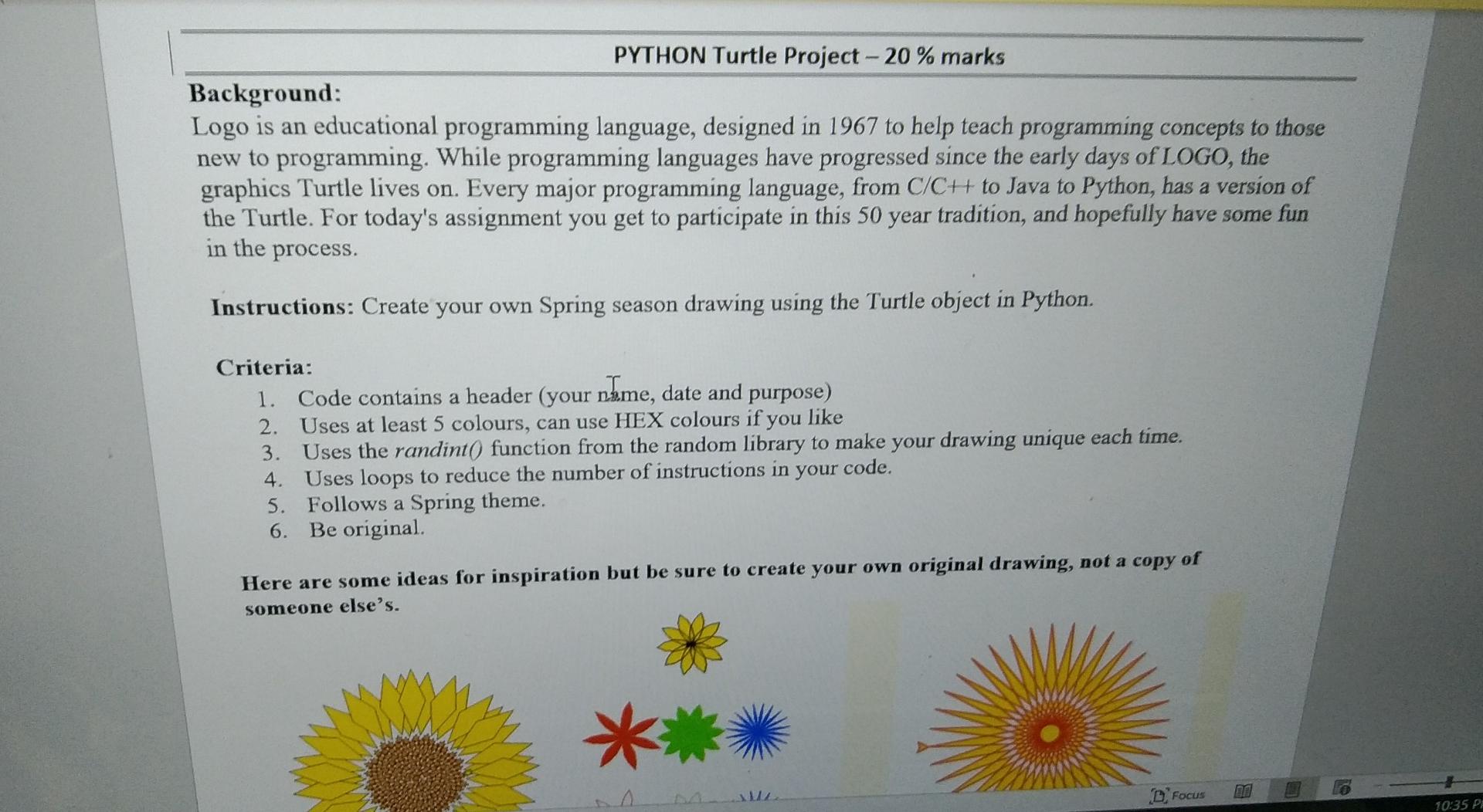 Solved PYTHON Turtle Project -20% marks Background: Logo is | Chegg.com