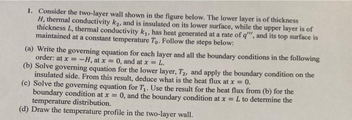Solved 1. Consider the two-layer wall shown in the figure | Chegg.com