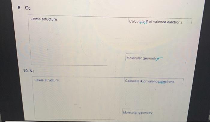 Solved 9. 02 Lewis structure Calculate # of valence | Chegg.com