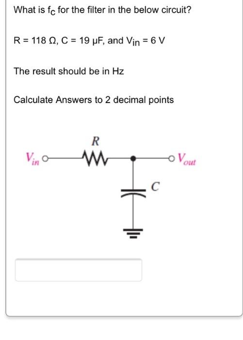 Solved What is fc for the filter in the below circuit? | Chegg.com