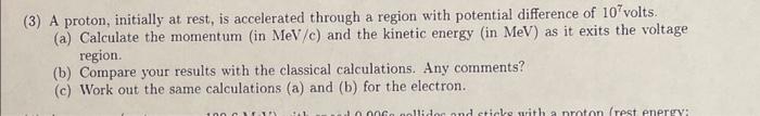 Solved 3 A Proton Initially At Rest Is Accelerated