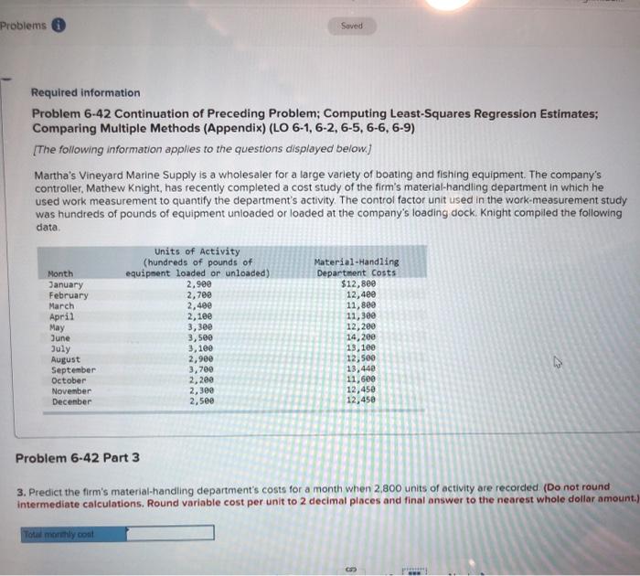 Solved Problems Soved Required information Problem 6-42 | Chegg.com Solved Problems Soved Required information Problem 6-42 | Chegg.com