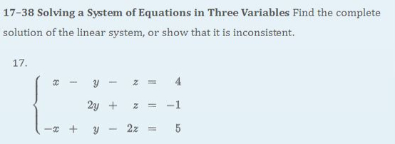 Solved .17-38 ﻿Solving a System of Equations in Three | Chegg.com