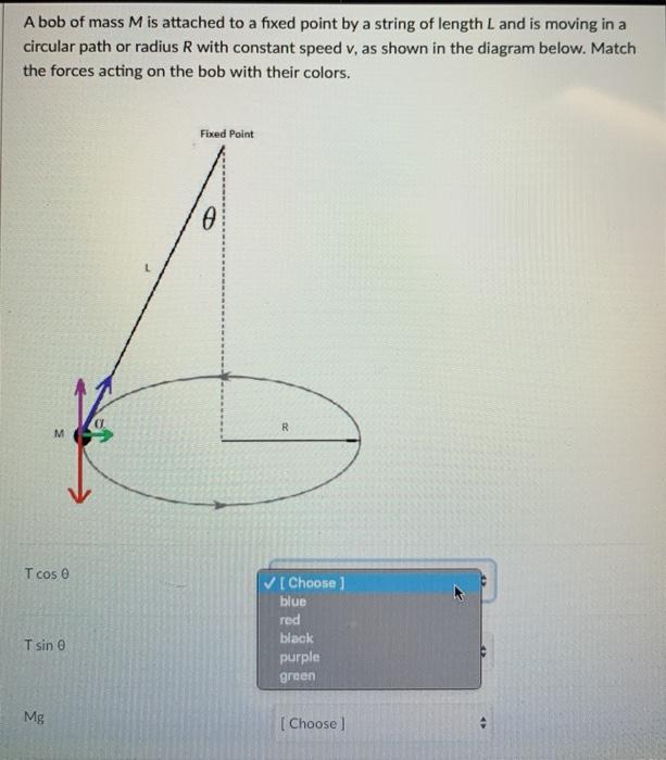 Solved A bob of mass M is attached to a fixed point by a | Chegg.com