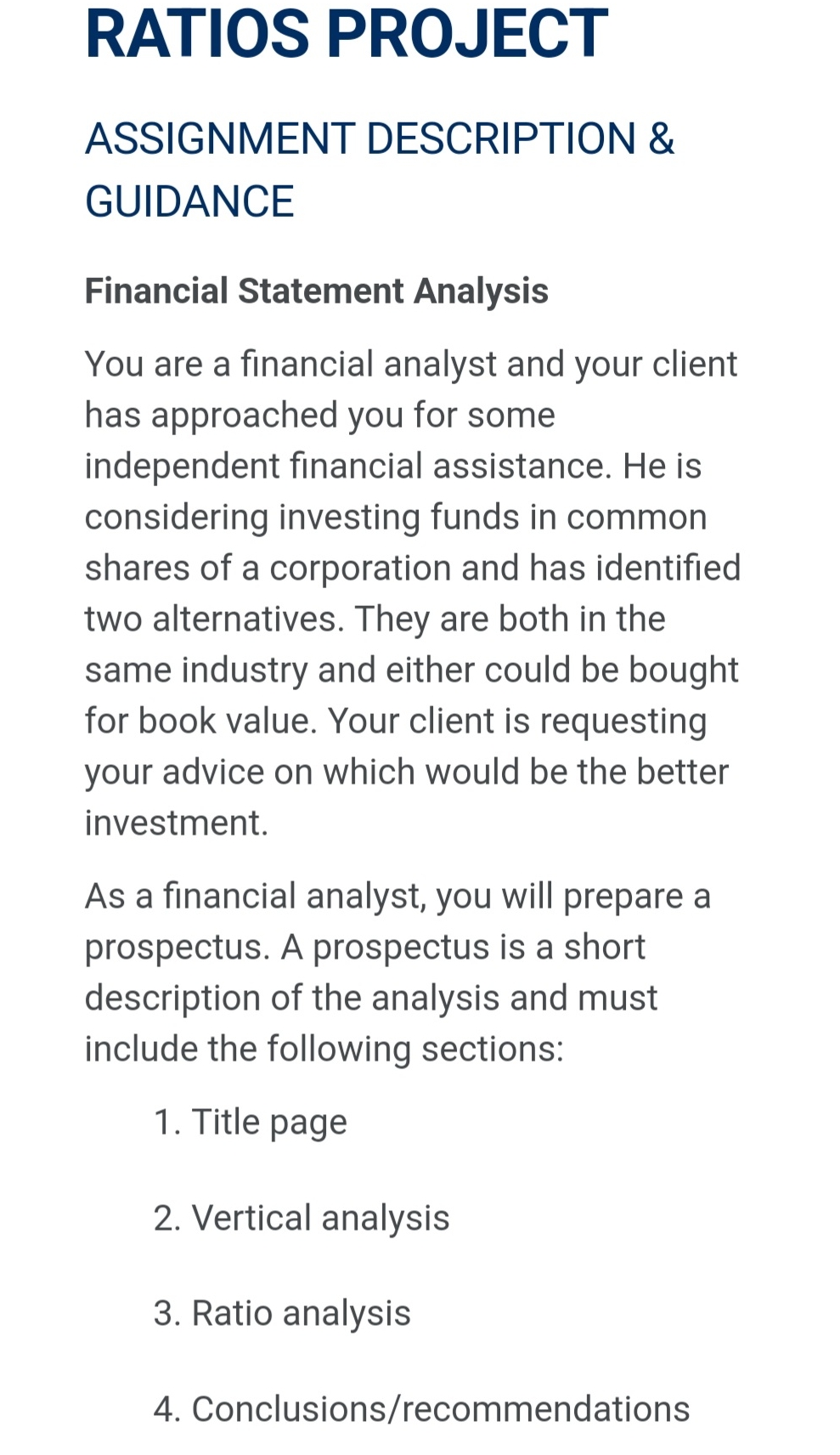 Solved RATIOS PROJECTASSIGNMENT DESCRIPTION & | Chegg.com