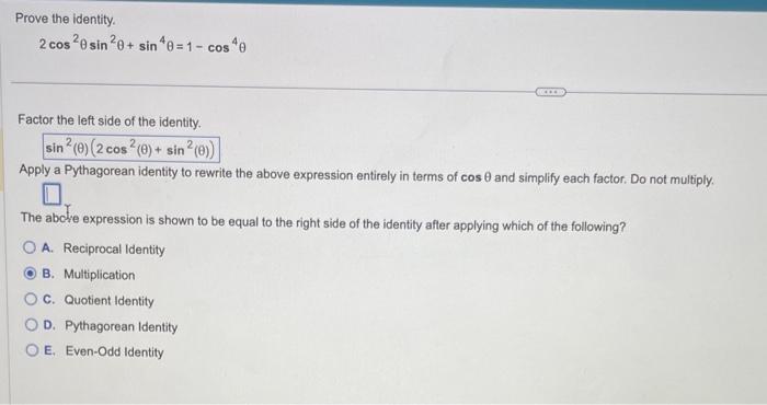 Solved prove the identity, factor the left side of the | Chegg.com