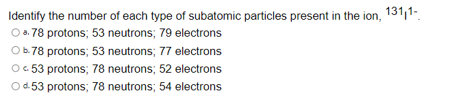Solved Identify the number of each type of subatomic | Chegg.com
