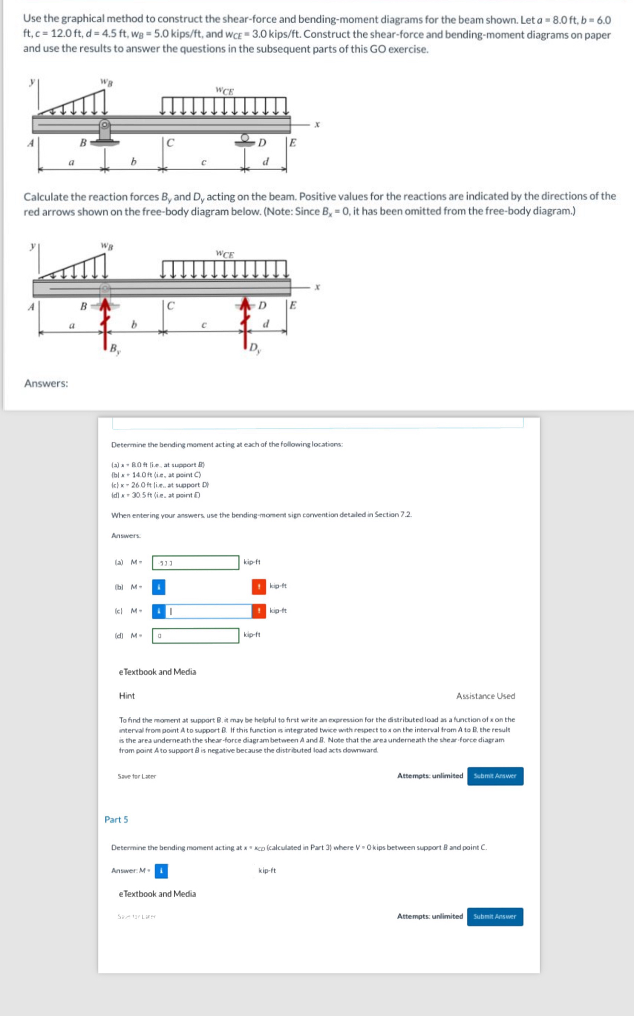 Solved Use the graphical method to construct the shear-force | Chegg.com
