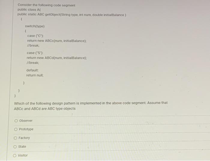 Solved Consider the following code segment public class A | Chegg.com