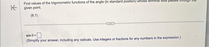 Solved Find values of the trigonometric functions of the | Chegg.com
